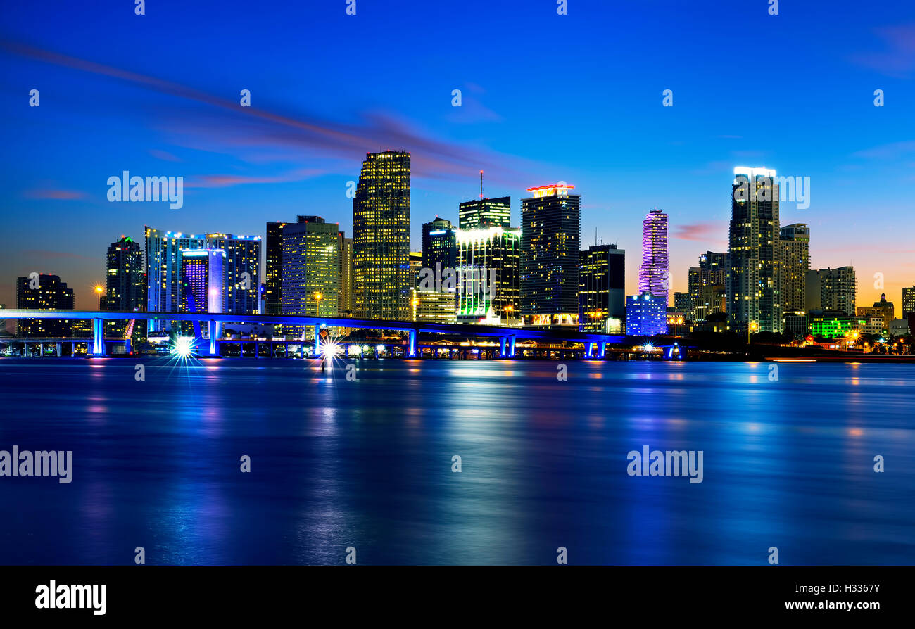 Miami city by night Stock Photo - Alamy
