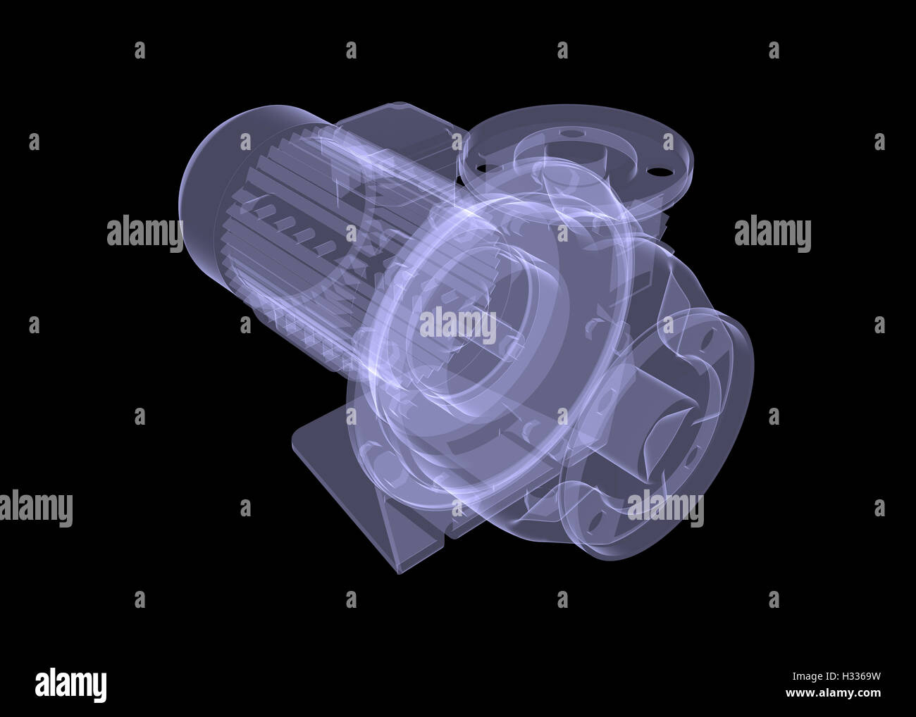 Water pump motor. X-ray render Stock Photo - Alamy