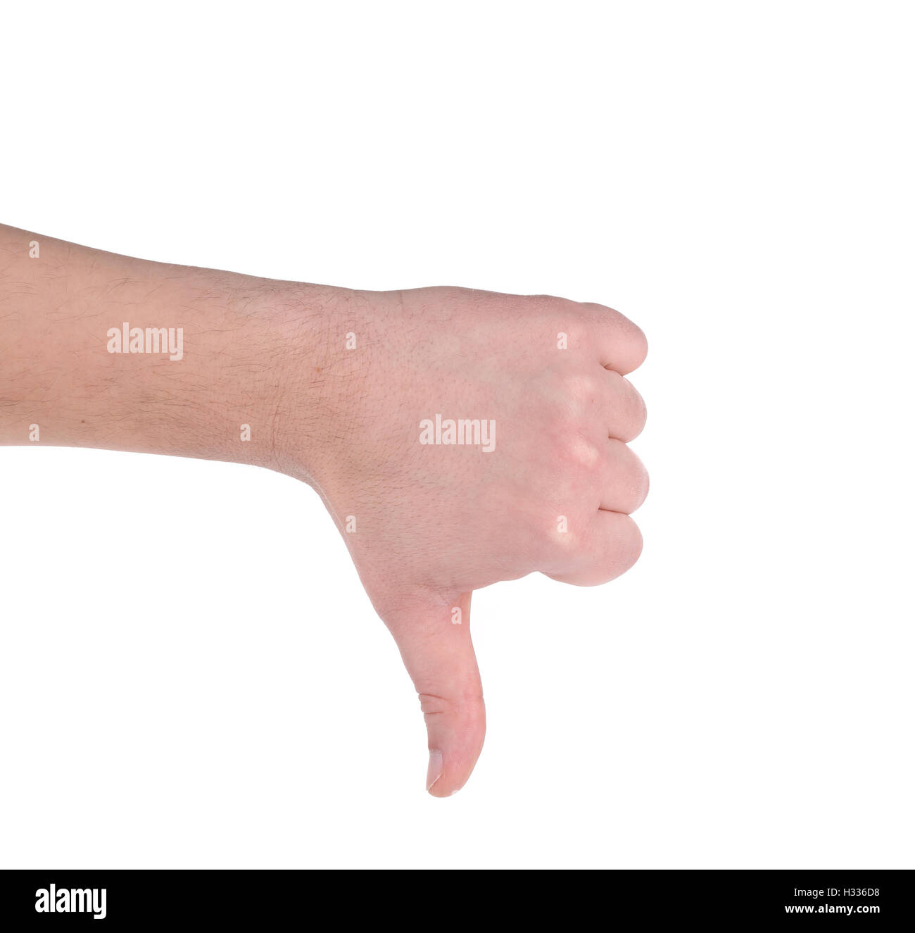 Thumb down male hand sign Stock Photo - Alamy