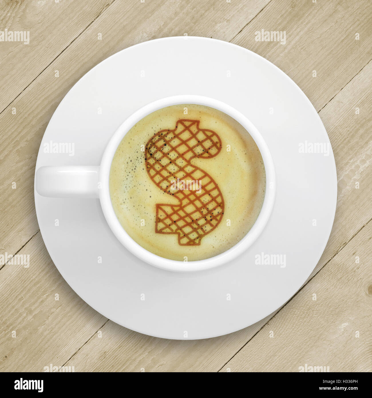 Picture of the dollar sign in the coffee foam Stock Photo - Alamy