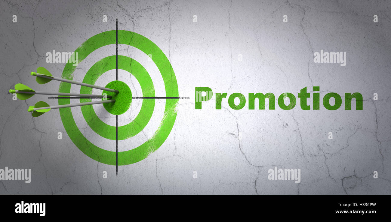 Marketing concept: target and Promotion on wall background Stock Photo ...