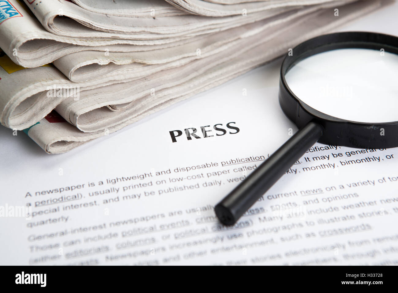 document with the title of press Stock Photo - Alamy