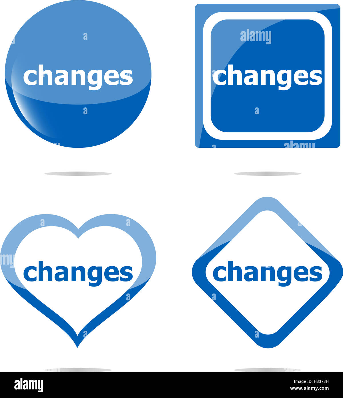 changes stickers set isolated on white, icon button Stock Photo - Alamy