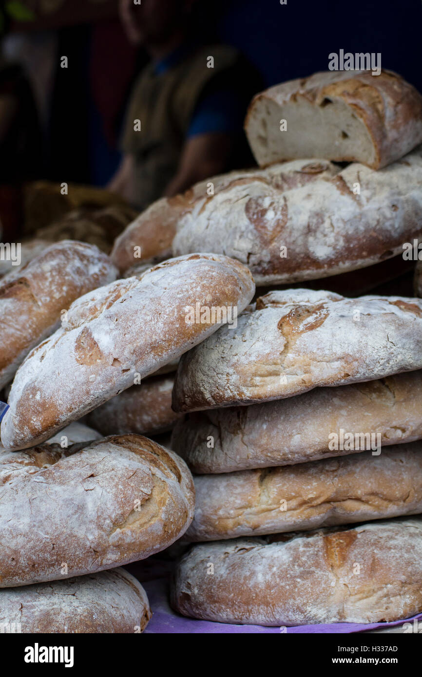 artisan bread in ancient medieval fair, Spain Stock Photo - Alamy