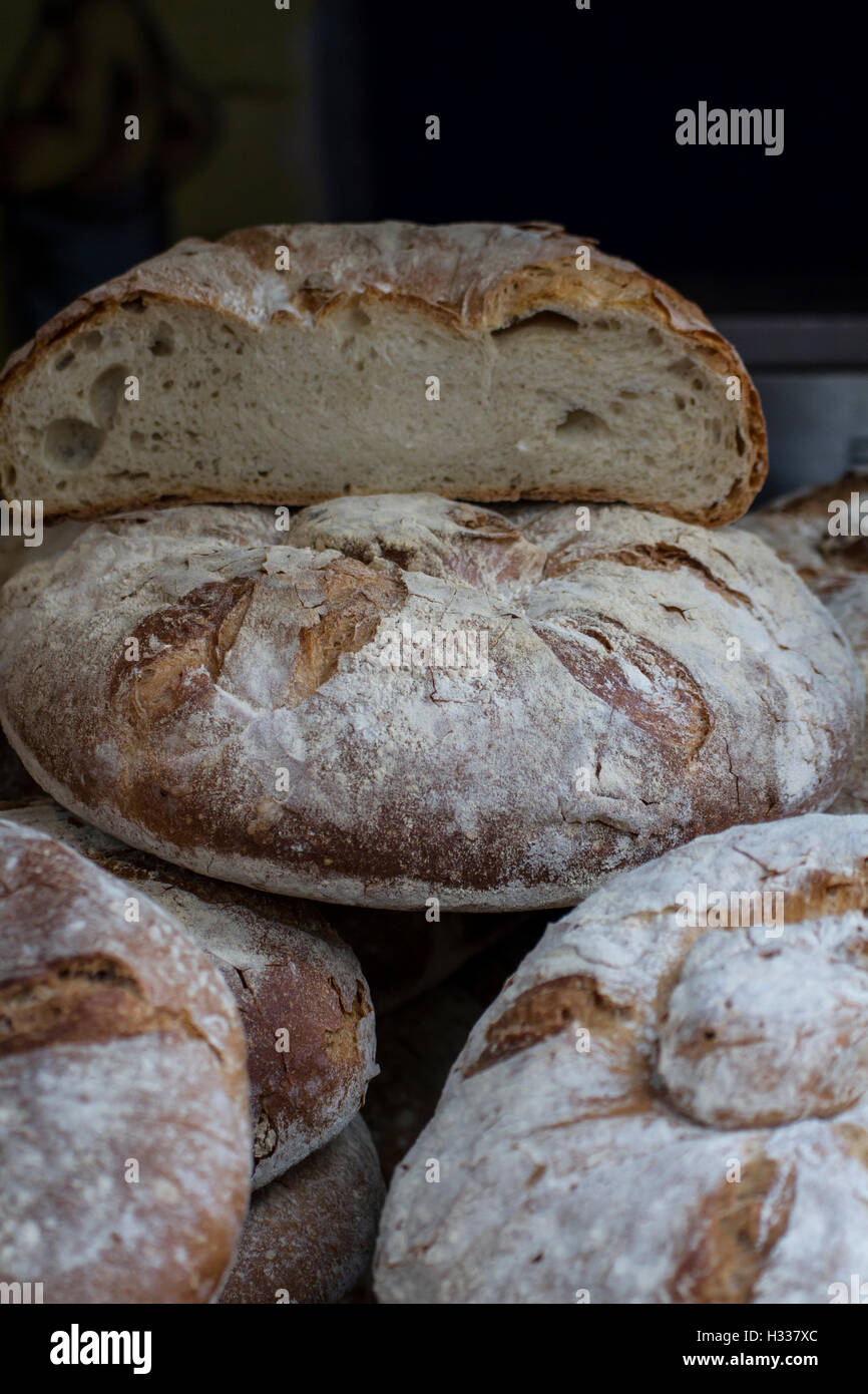 artisan bread in ancient medieval fair, Spain Stock Photo - Alamy