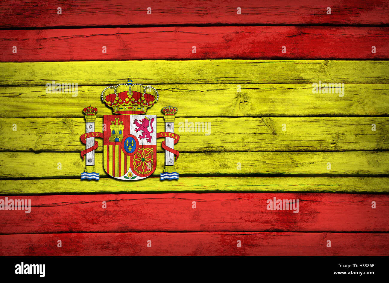 Spanish flag painted on wooden boards Stock Photo - Alamy