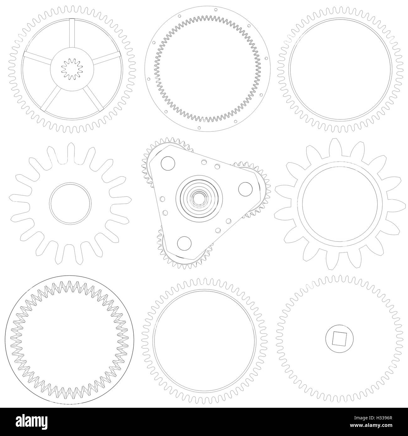 Gears blueprint Cut Out Stock Images & Pictures - Alamy