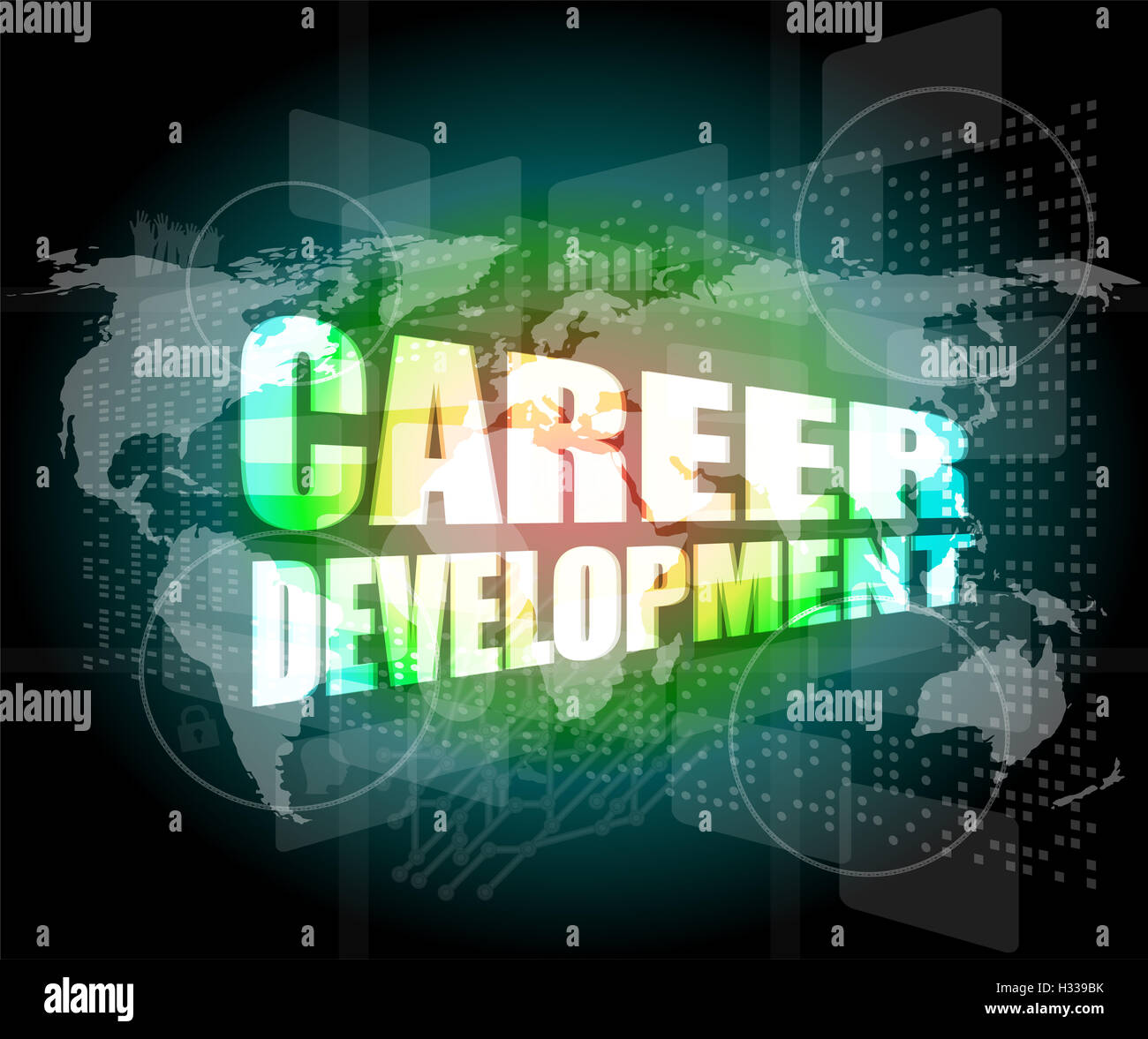 business concept: career development words on digital screen Stock ...