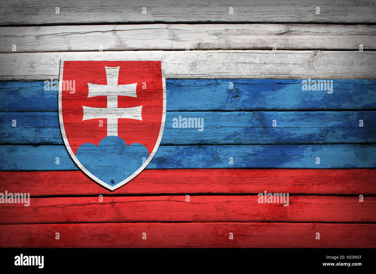 Slovak flag painted on wooden boards Stock Photo - Alamy