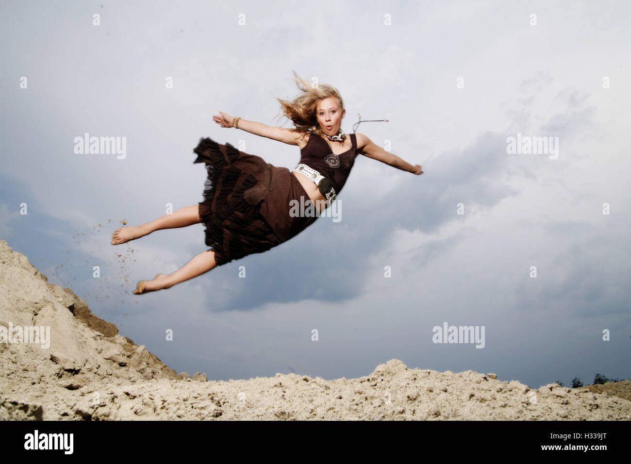 Woman jump from old hi-res stock photography and images - Alamy
