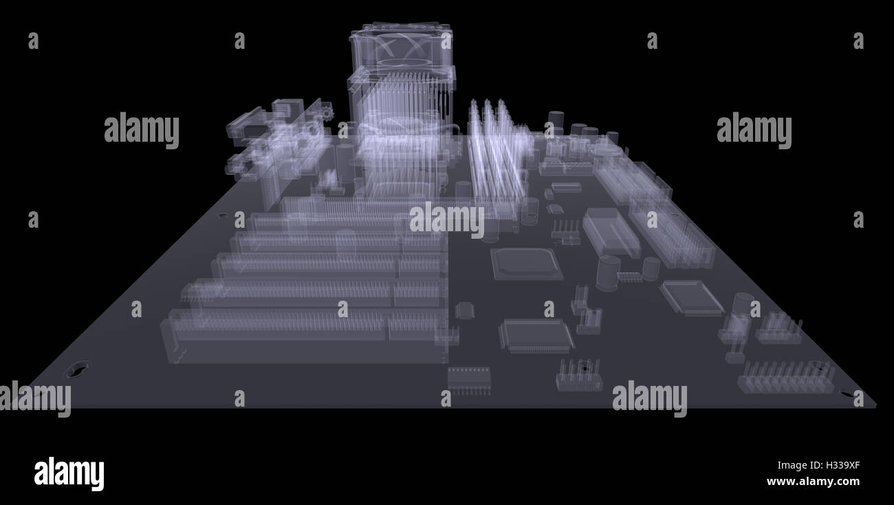 Motherboard. X-ray render Stock Photo - Alamy