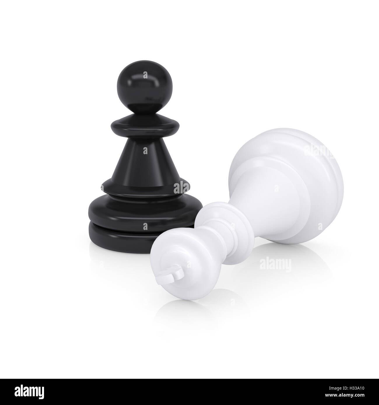White defeated chess king is near black pawns Stock Photo - Alamy