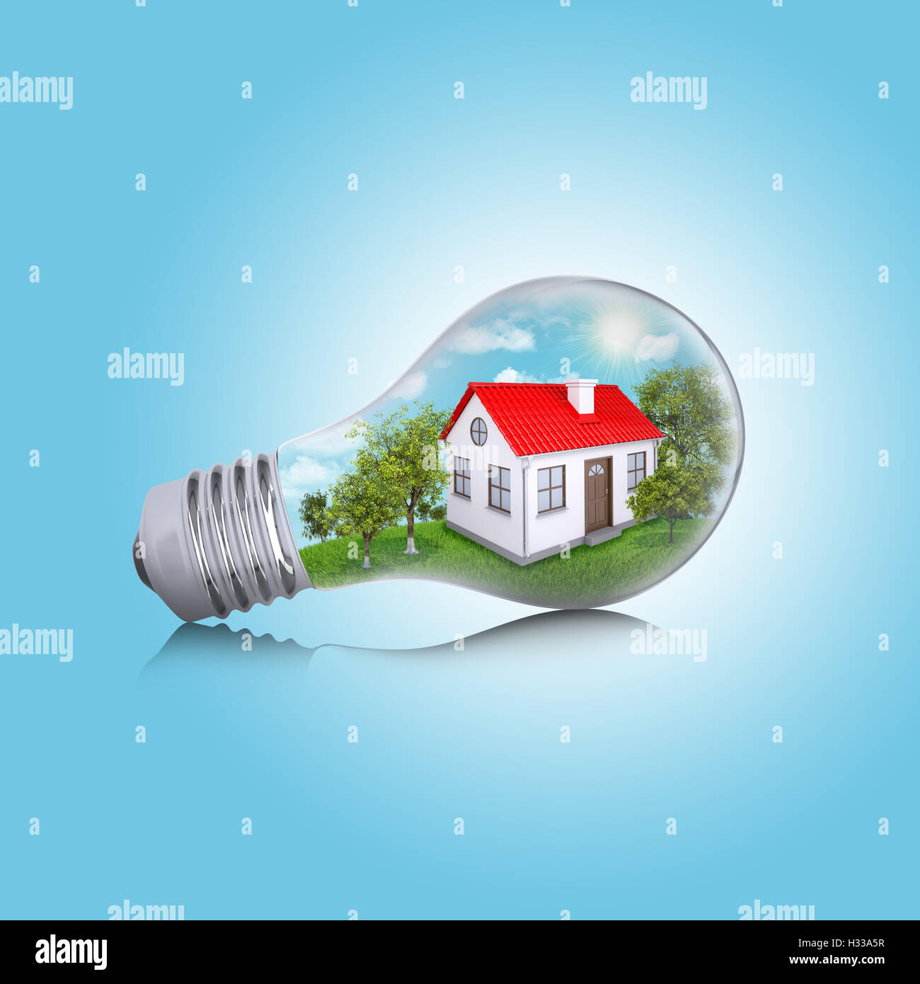 House in the light bulb Stock Photo - Alamy
