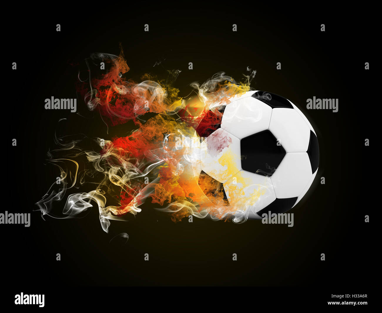Soccer ball in the color of flame and smoke Stock Photo - Alamy