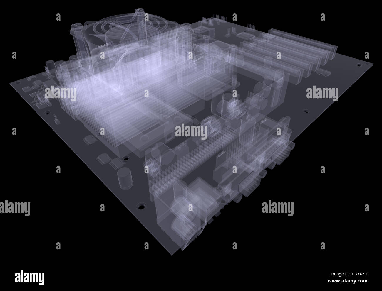 Motherboard. X-ray render Stock Photo - Alamy