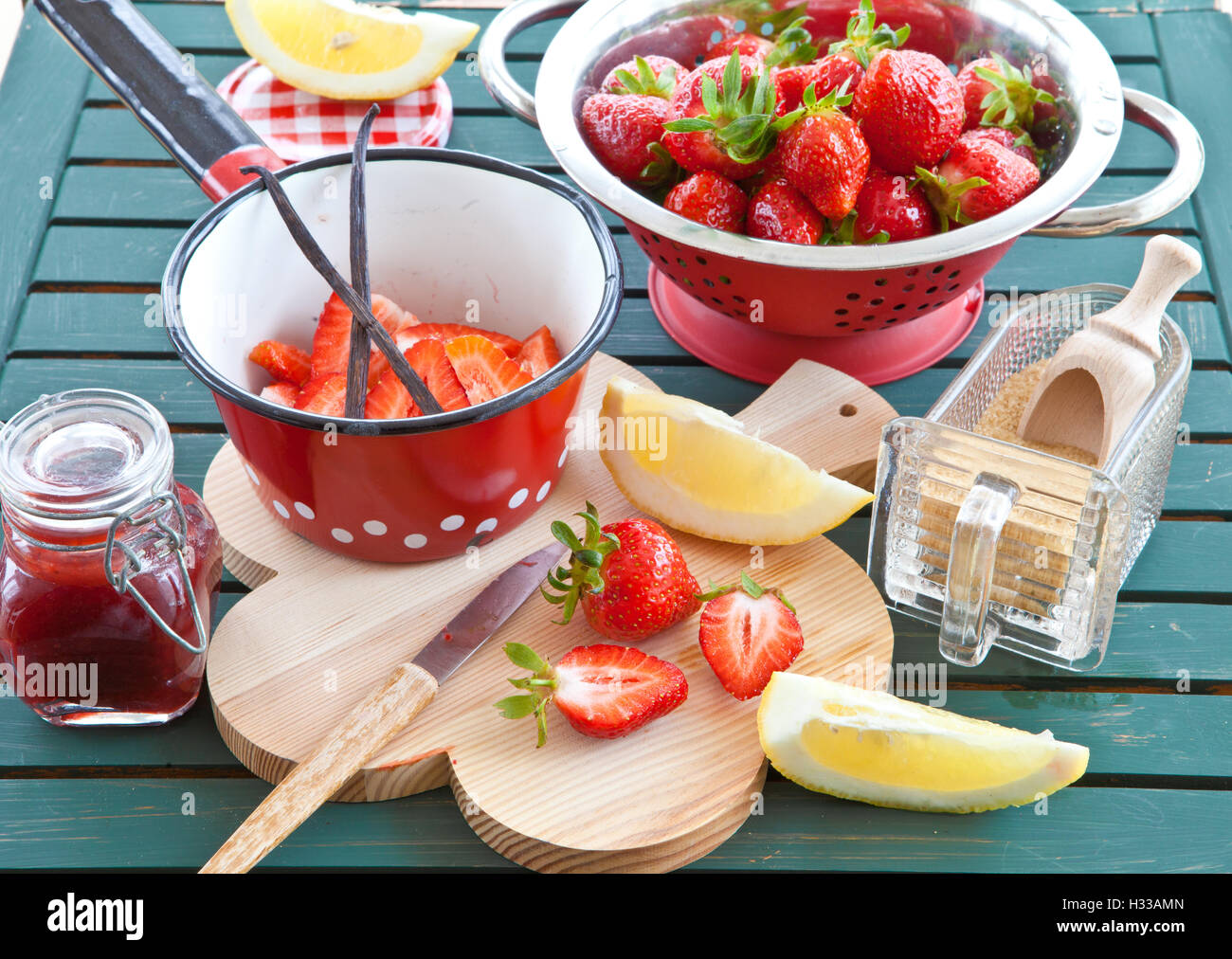 Cooking jam with fresh strawberries Stock Photo - Alamy