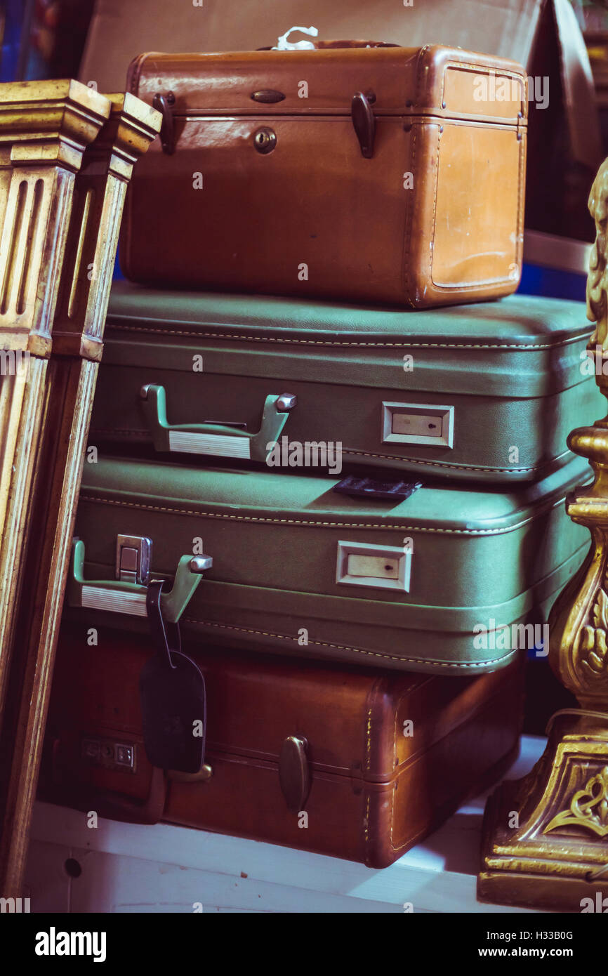 stack of vintage suitcases Stock Photo - Alamy