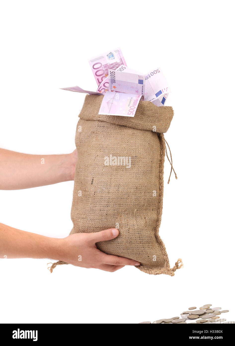 Sack with money Stock Photo - Alamy