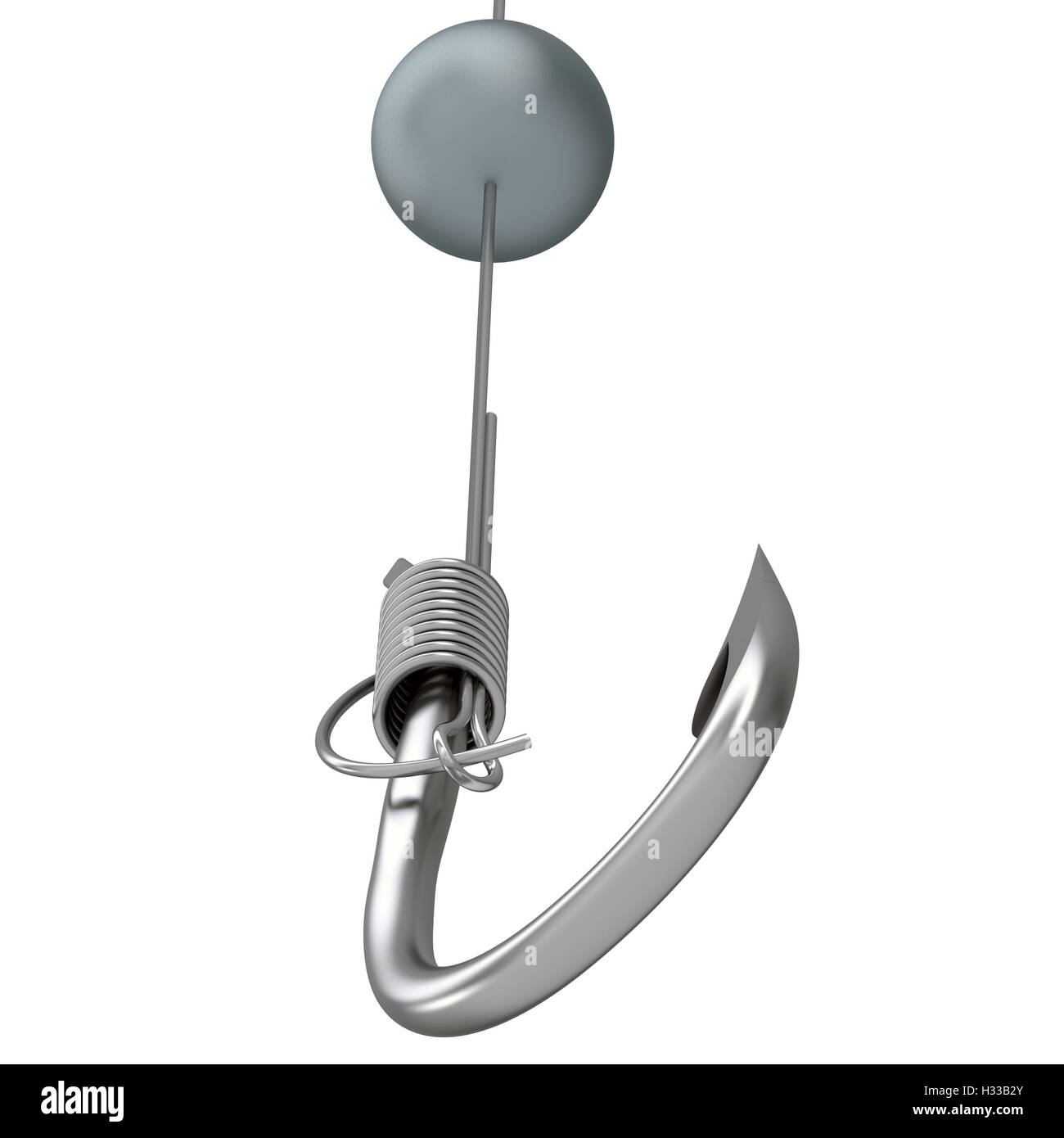 Metal fishing hook and line Stock Photo - Alamy