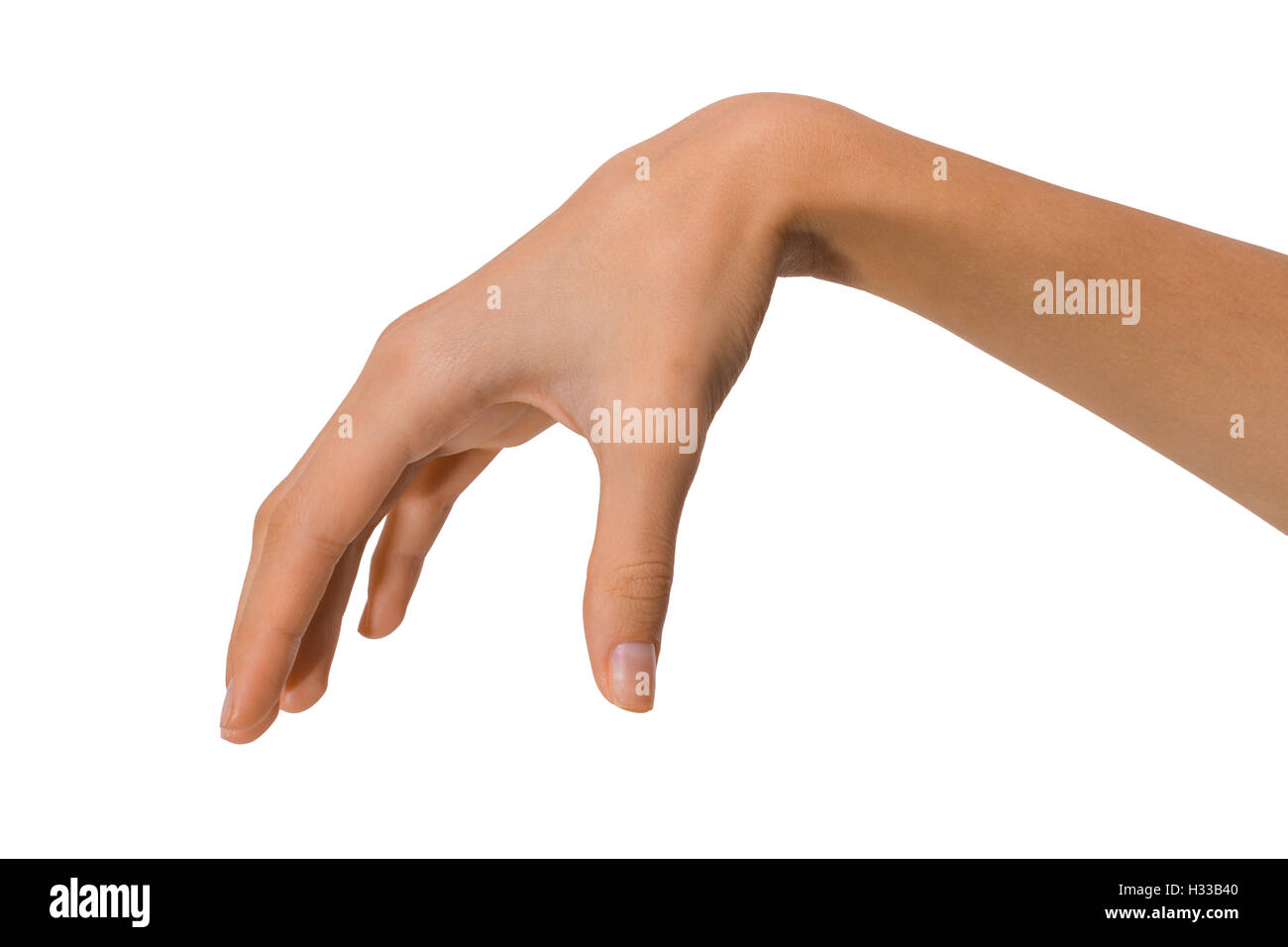 Isolated Empty open woman female hand in a position on a white ...