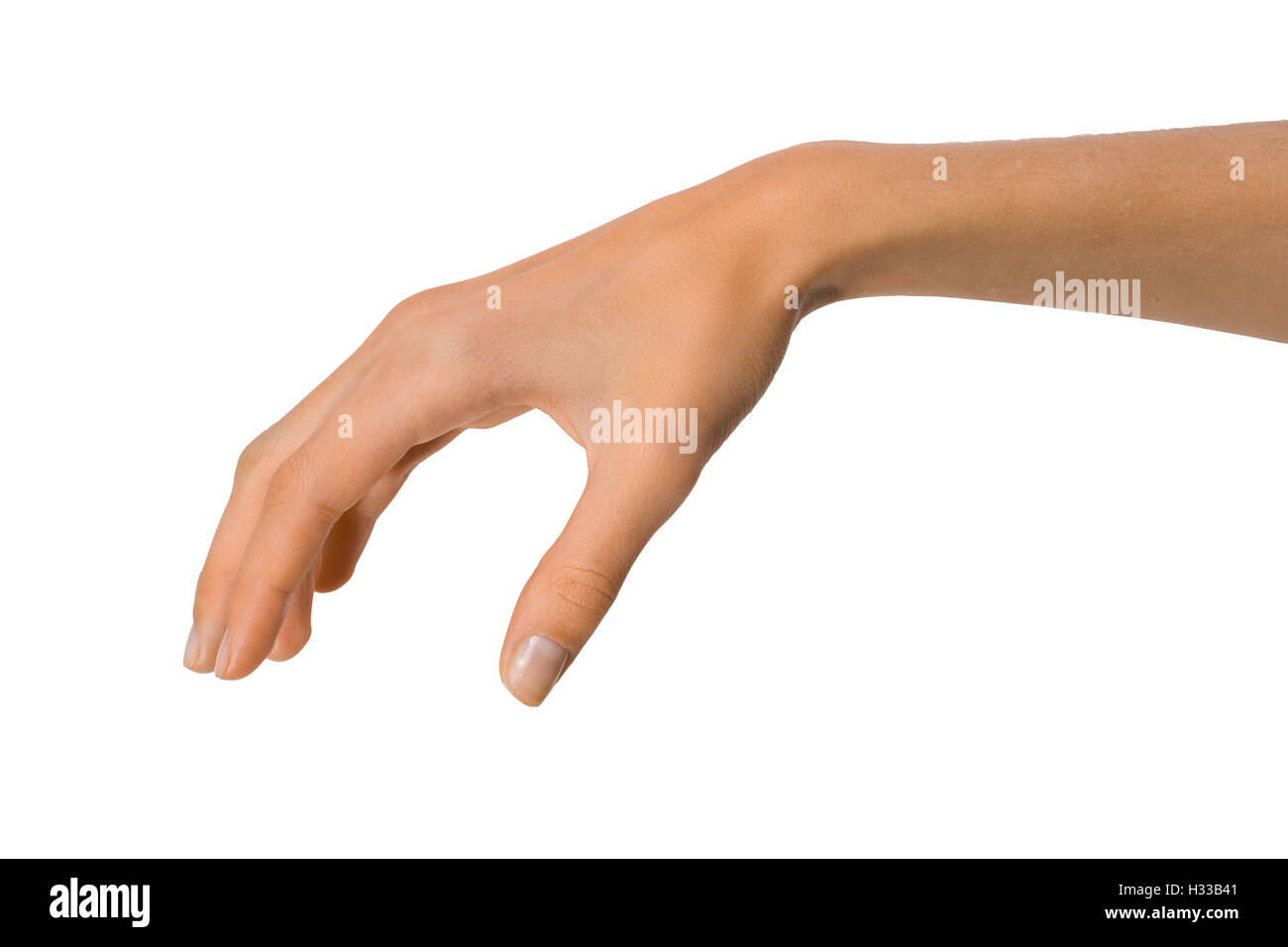 Isolated Empty open woman female hand in a position on a white ...