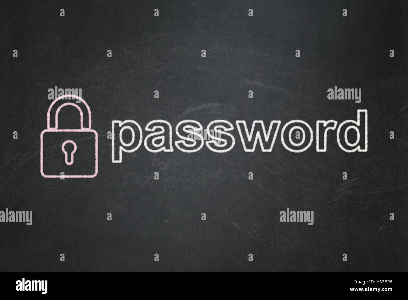 Security concept: Closed Padlock and Password on chalkboard background ...