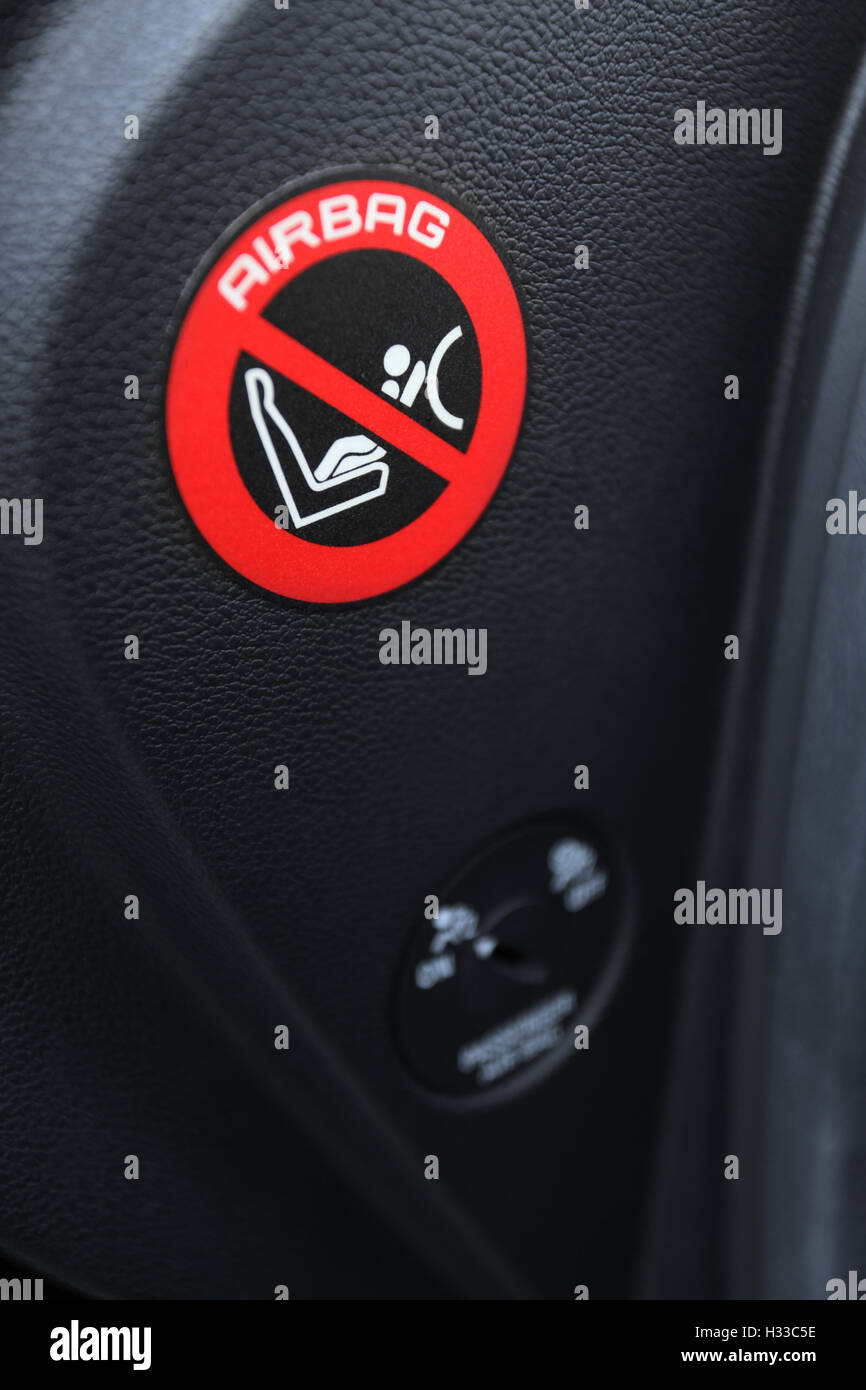 Closeup shot of airbag sign stickers in modern car Stock Photo - Alamy