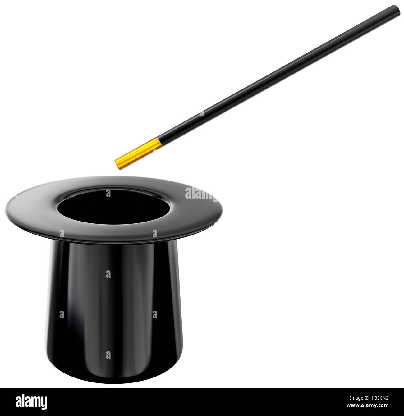 Retro style hat with wand for magic Stock Photo - Alamy