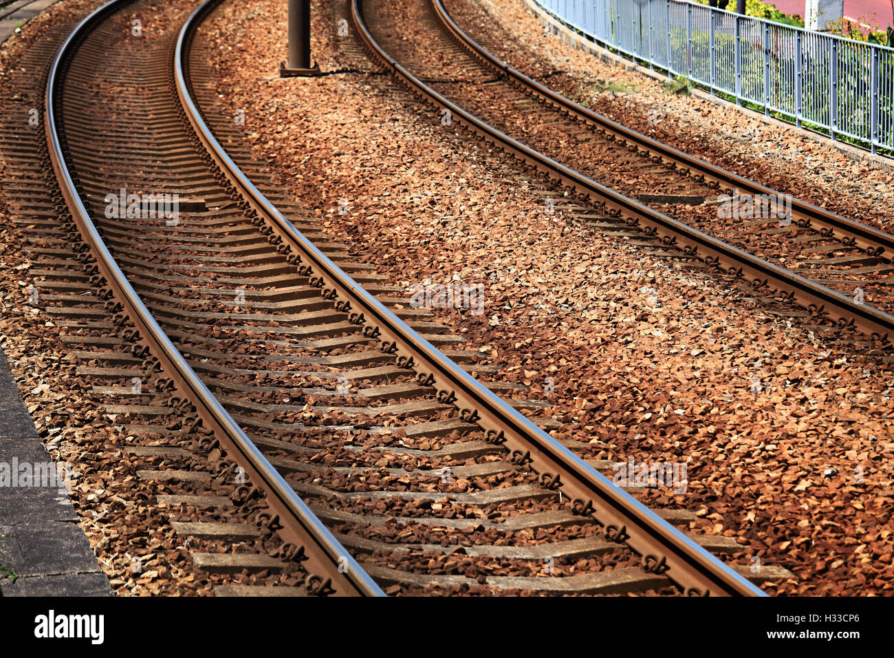 Rail line roadway hi-res stock photography and images - Alamy