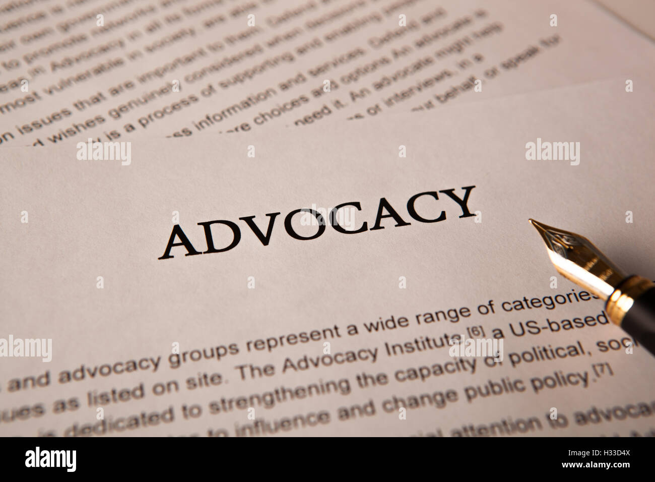 document with the title of advocacy Stock Photo - Alamy
