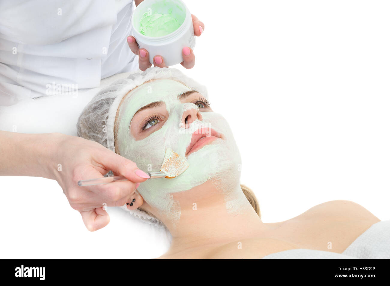 beauty salon, facial mask applying Stock Photo - Alamy
