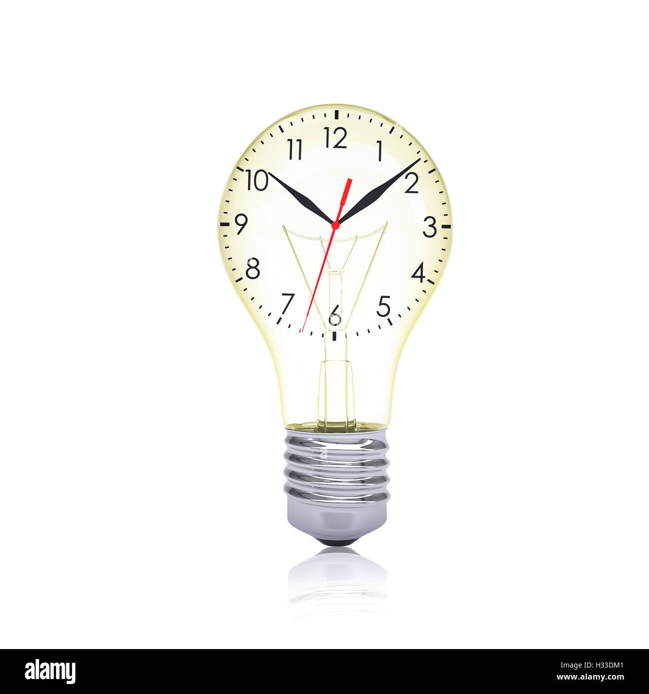 Clock face inside the bulb Stock Photo - Alamy