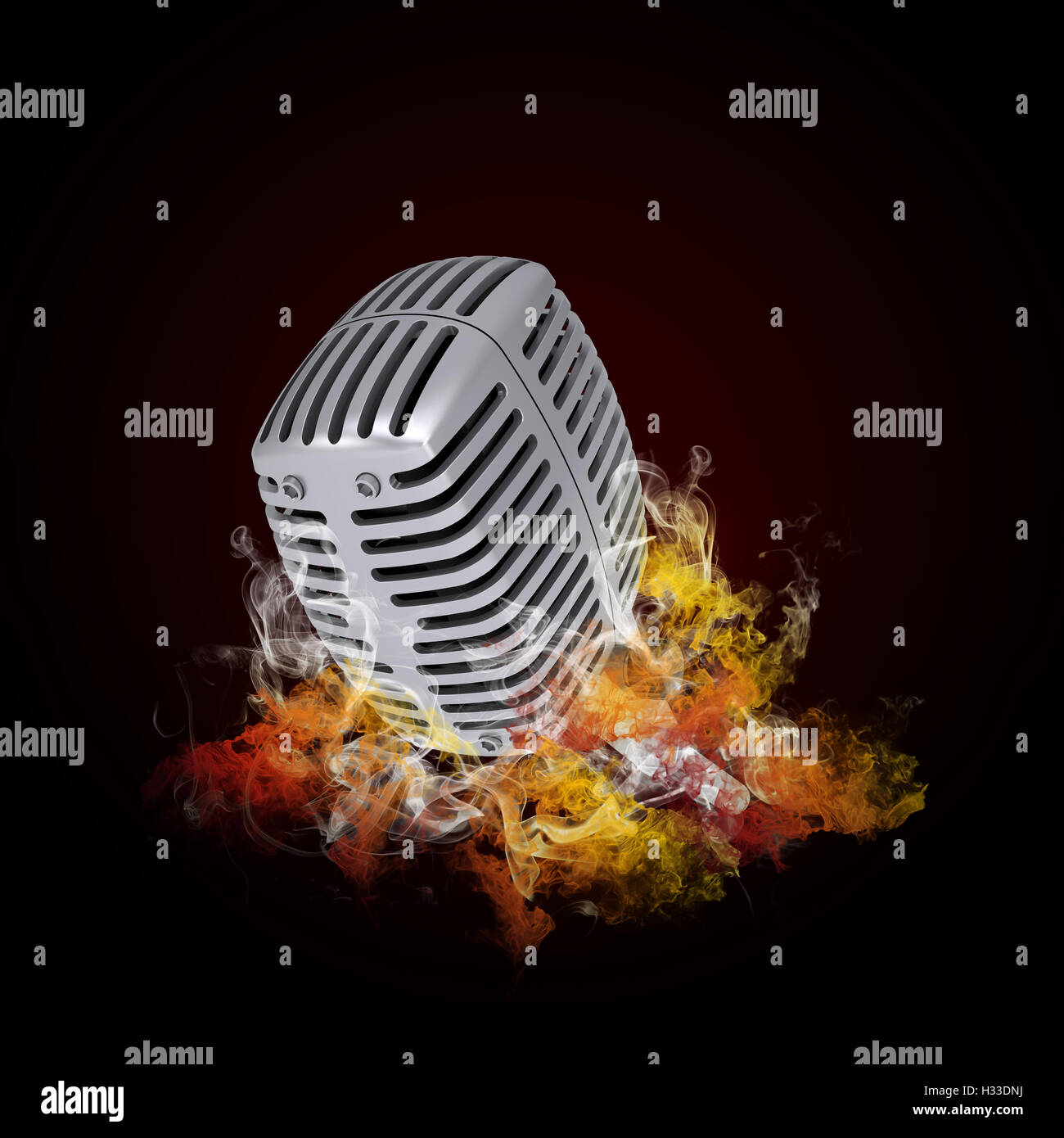 Studio microphone in the colored smoke Stock Photo - Alamy
