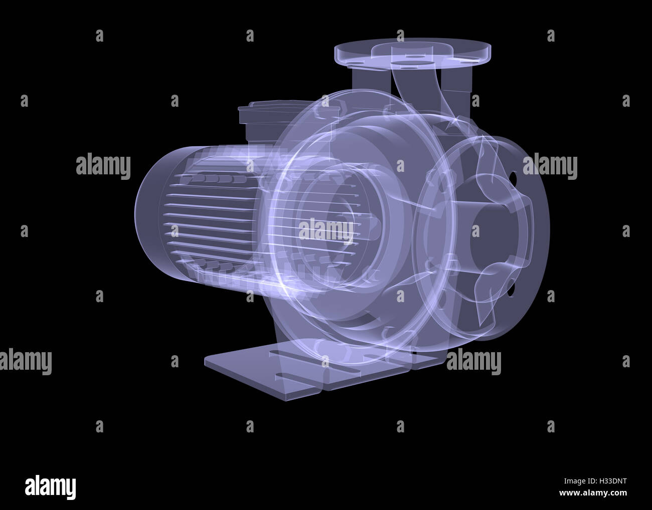 Water pump motor. X-ray render Stock Photo - Alamy