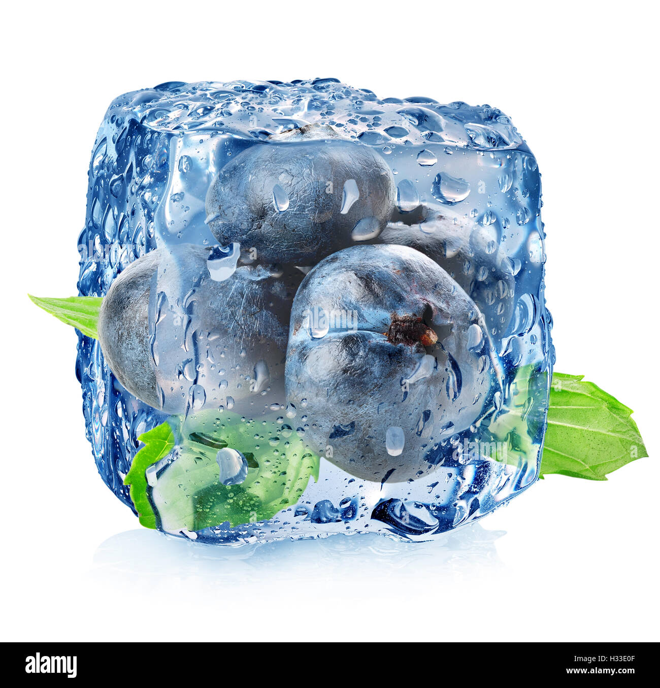 Ice cube with blueberries Stock Photo - Alamy