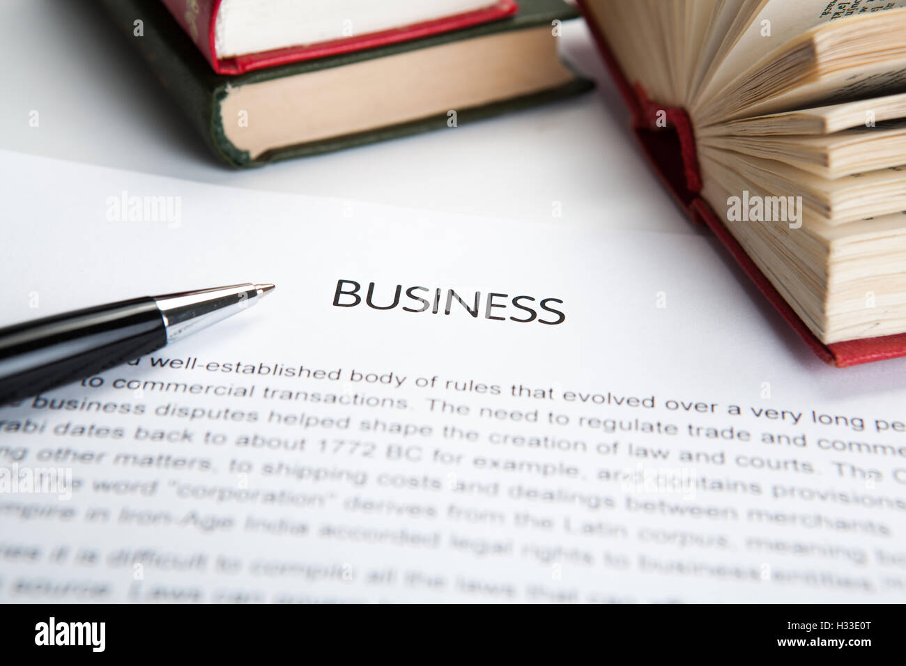 document with the title of business Stock Photo - Alamy