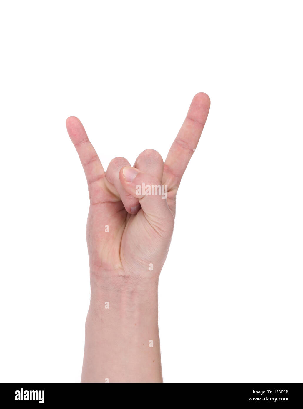 Rock sign by male hand Stock Photo - Alamy