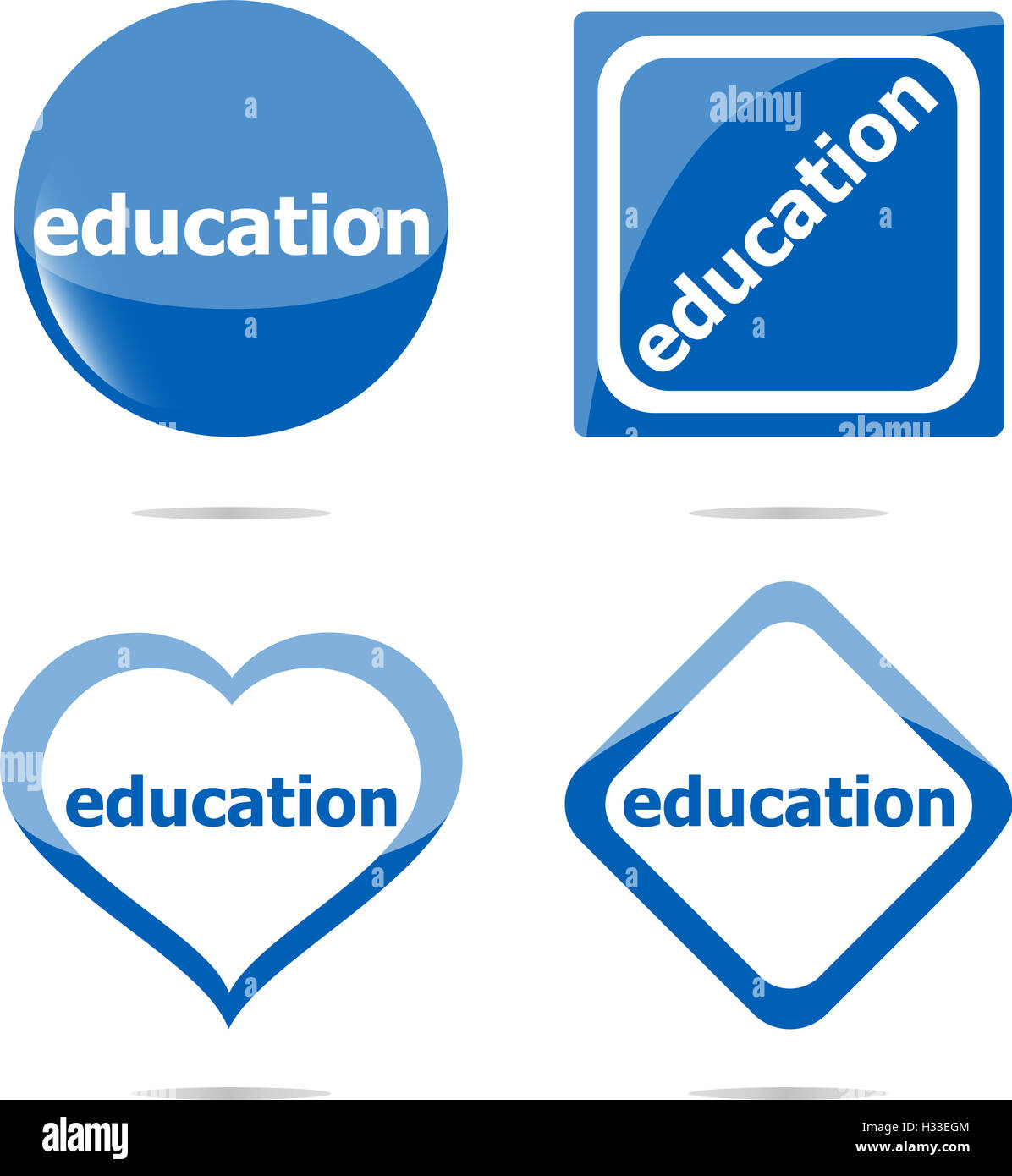 education stickers set isolated on white, icon button Stock Photo - Alamy
