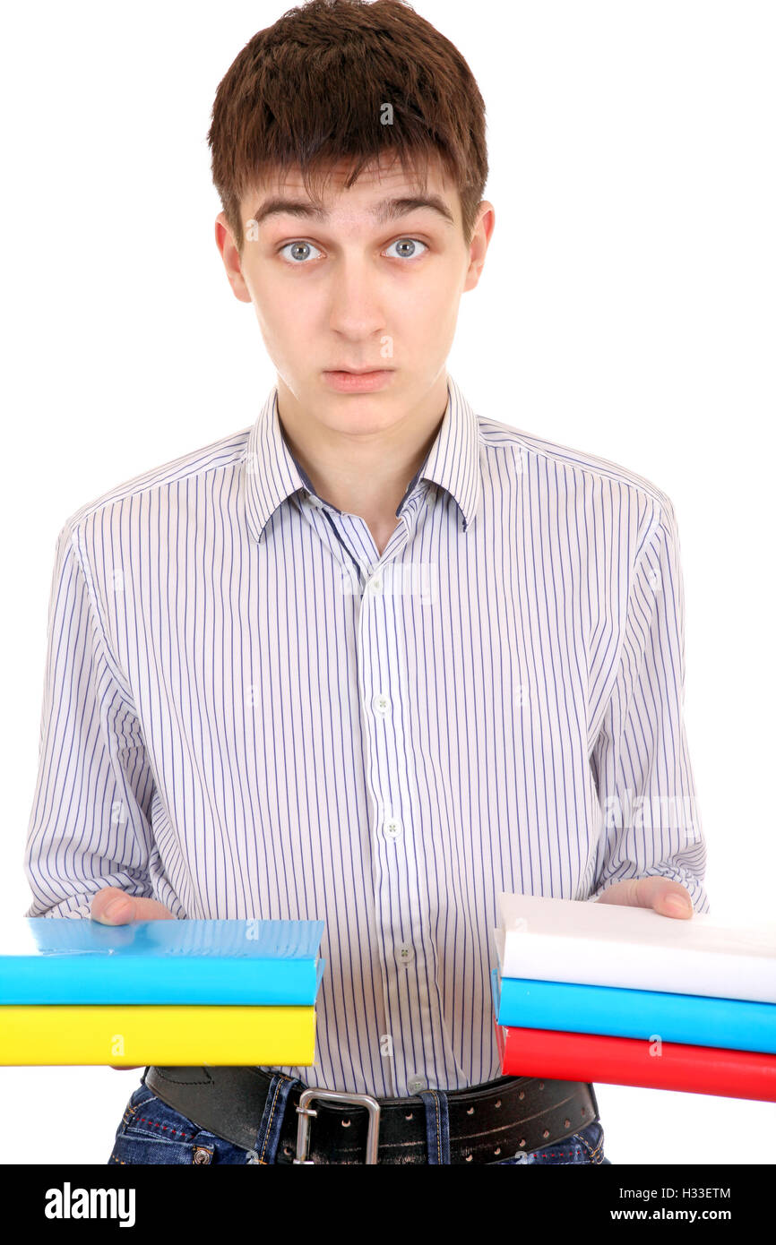 Serious Student with the Books Stock Photo - Alamy