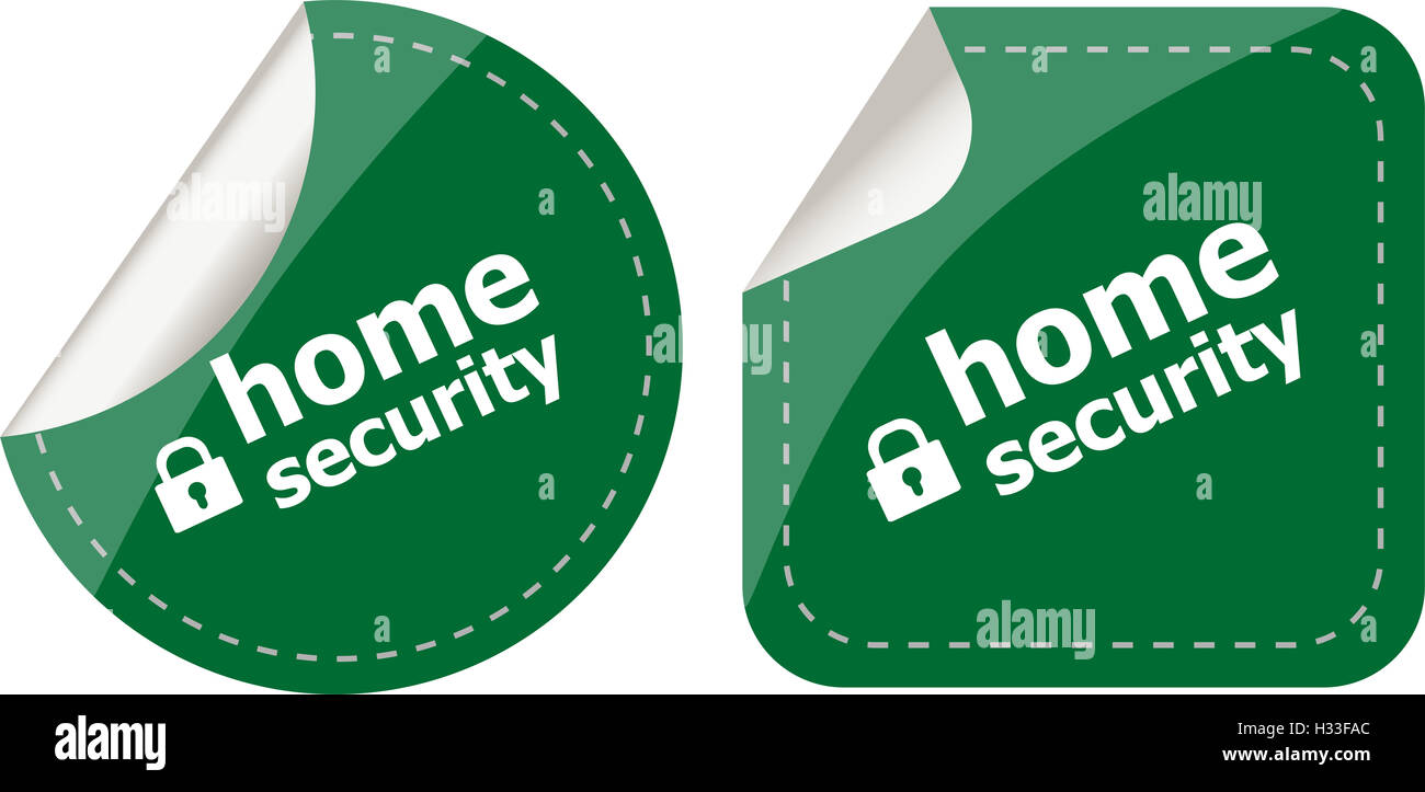 home security with lock on black stickers set Stock Photo - Alamy