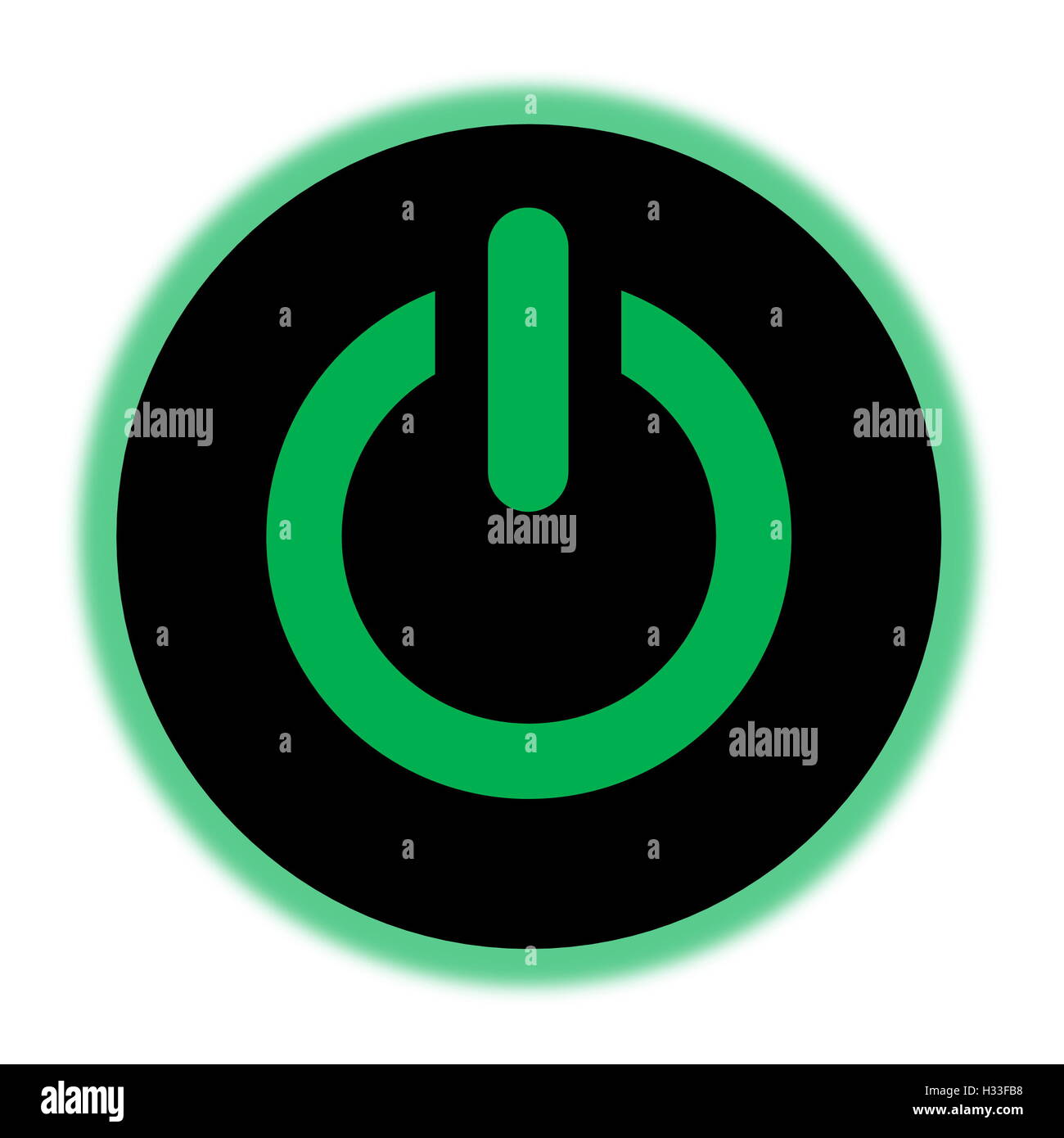 Green round button on black hi-res stock photography and images - Alamy
