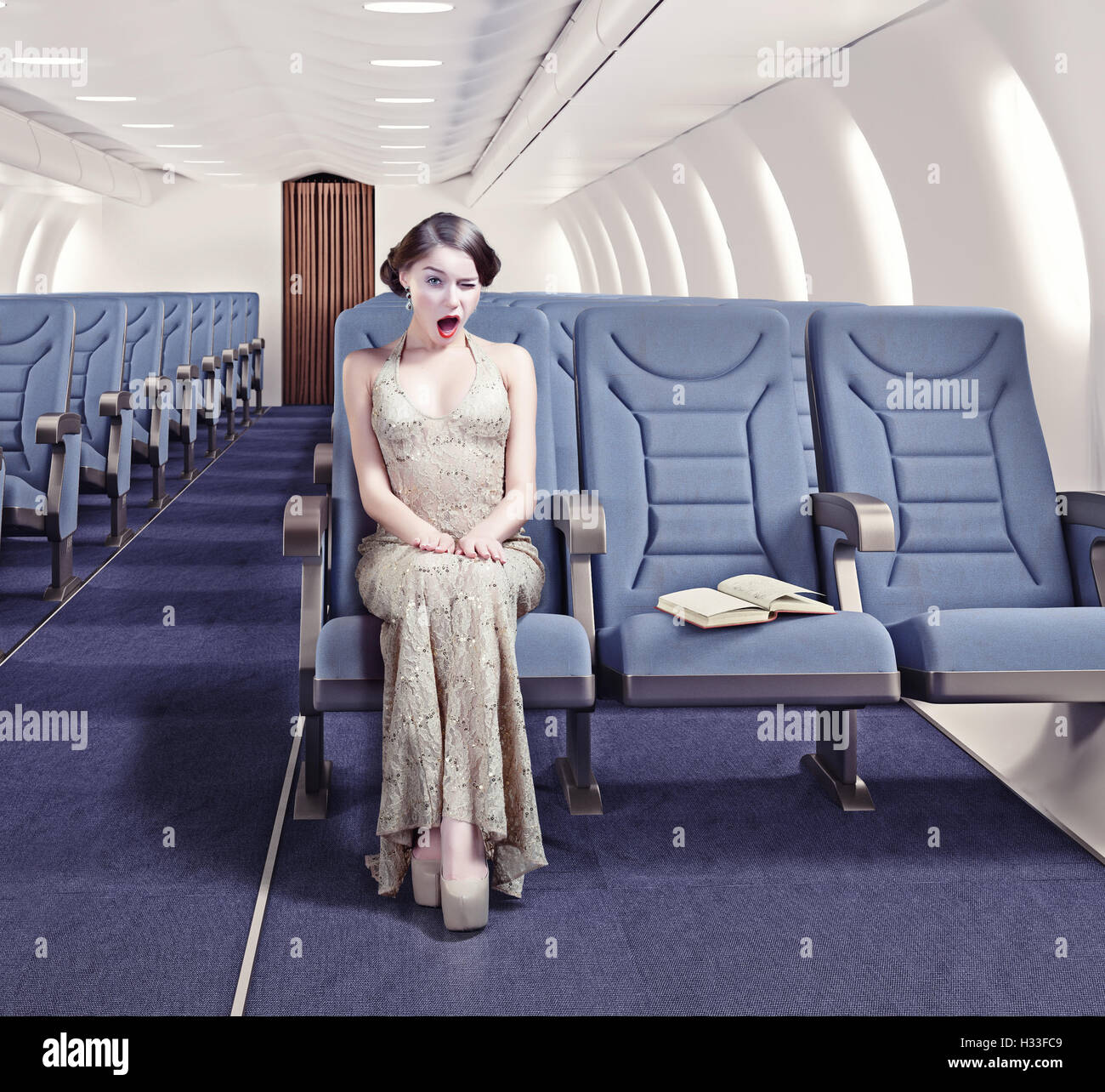 girl in an airplane Stock Photo - Alamy