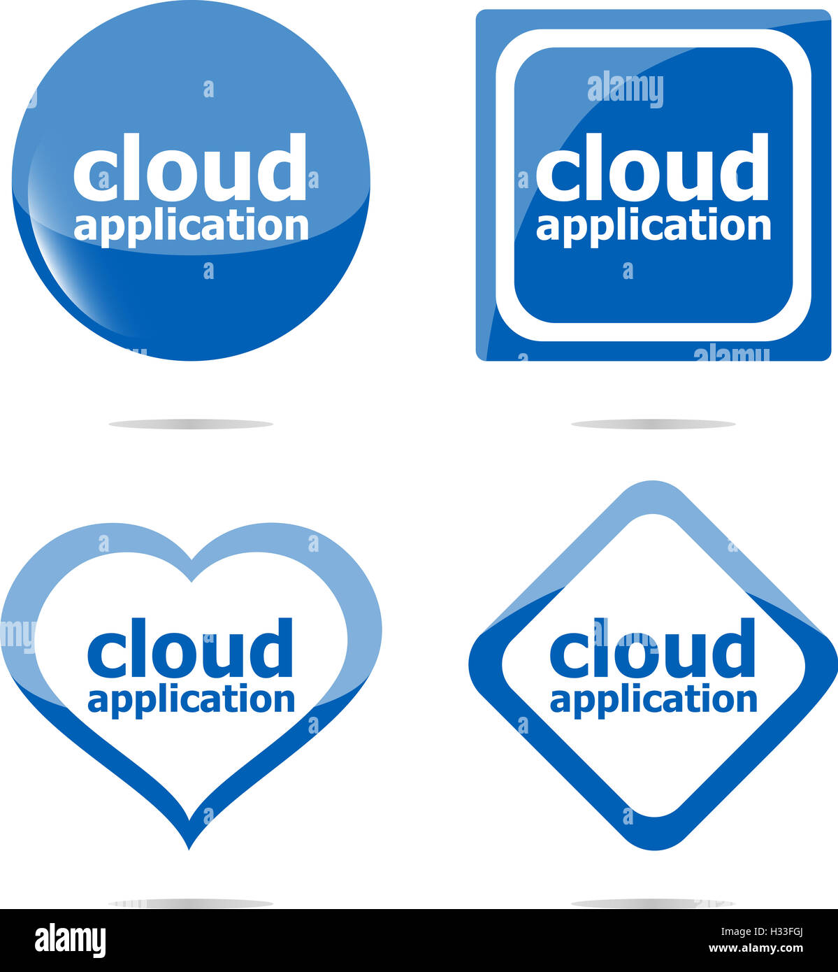 cloud application stickers label tag set isolated on white Stock Photo ...