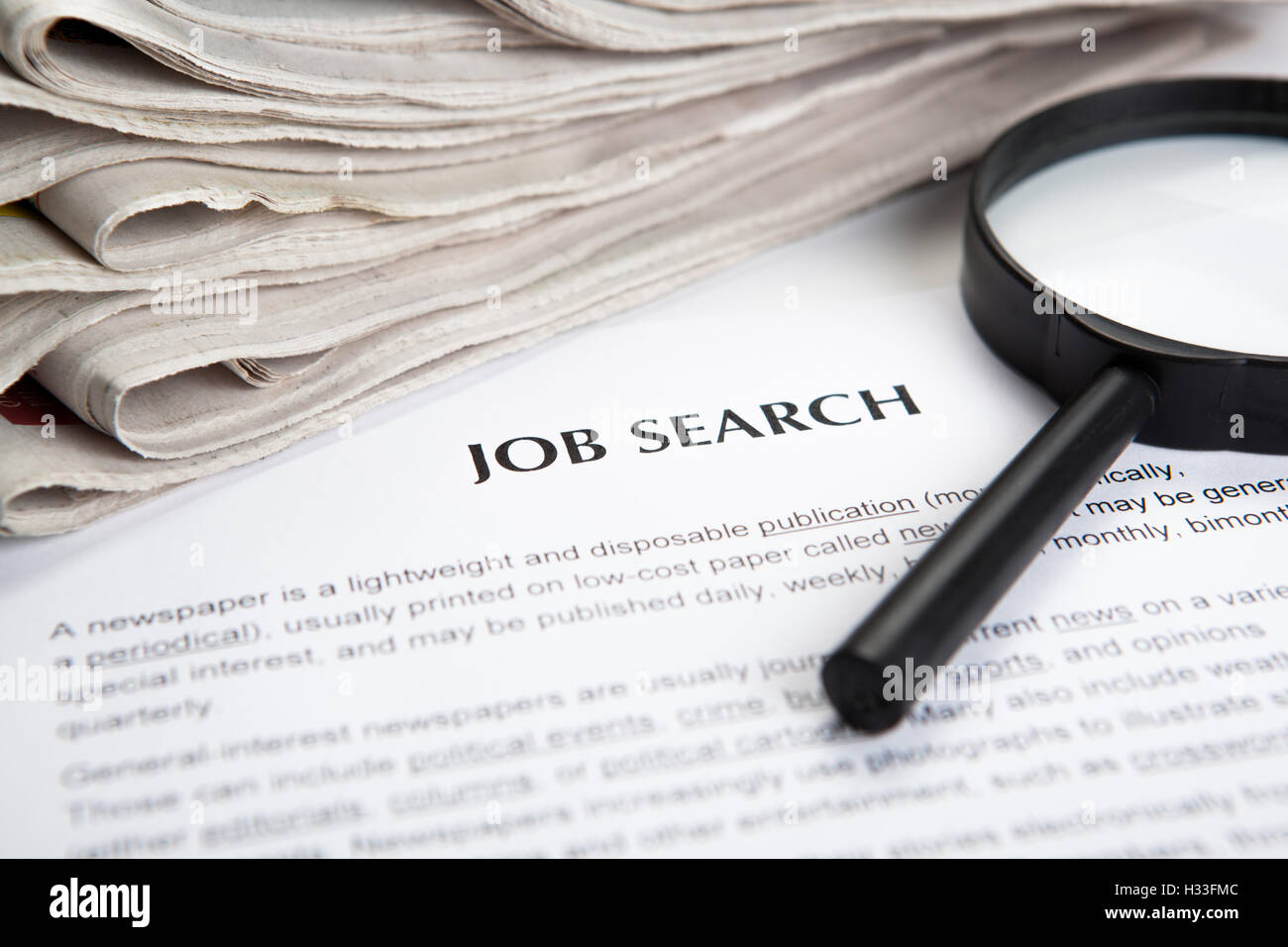 document with the title of job search Stock Photo - Alamy