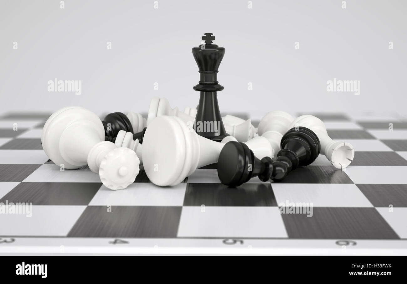 Black chess king in the midst of battle Stock Photo - Alamy