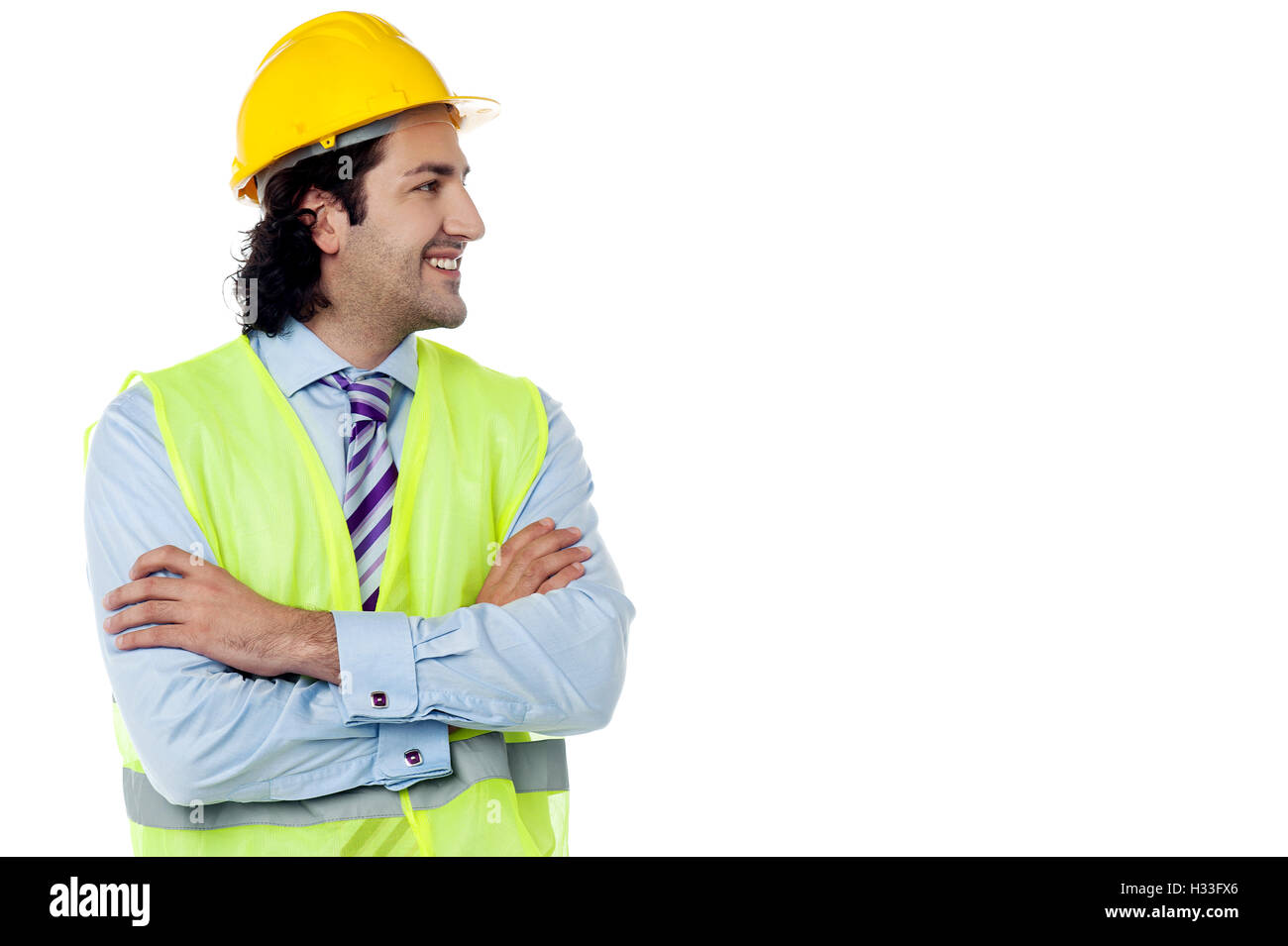 Smiling engineer wearing white Cut Out Stock Images & Pictures - Alamy