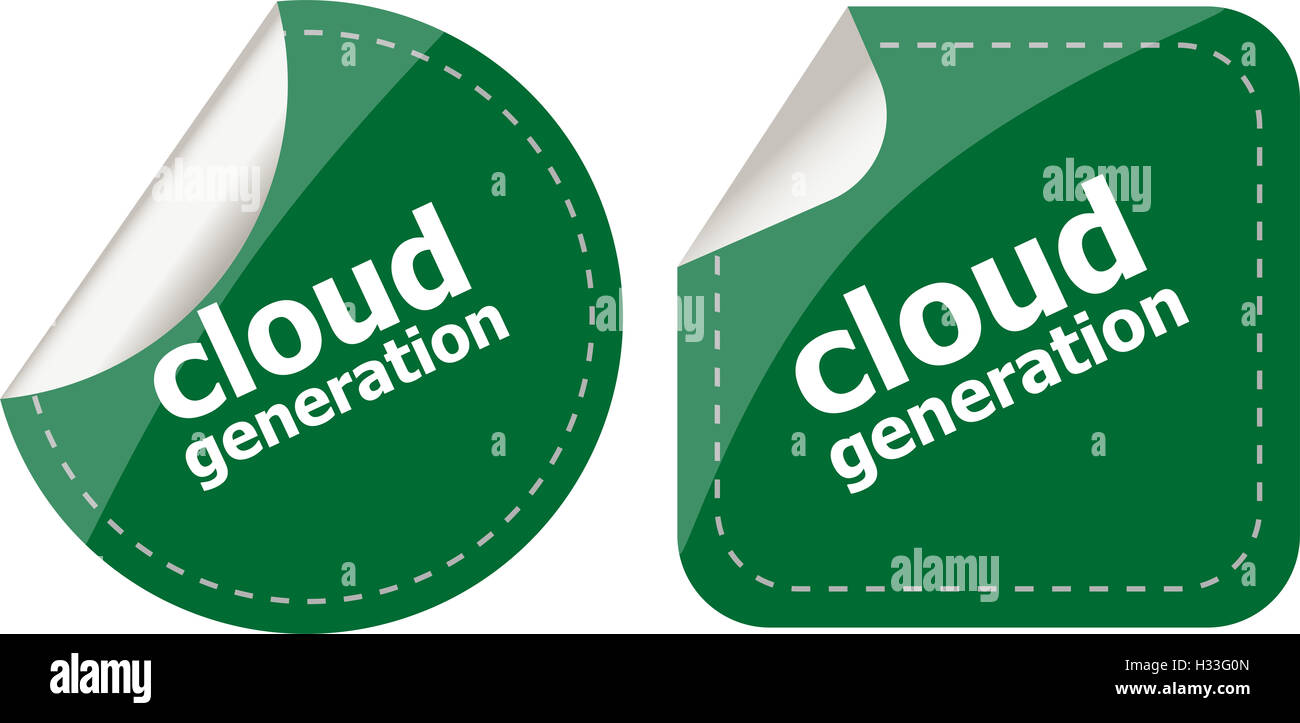 Cloud technology icon, label stickers set isolated Stock Photo - Alamy