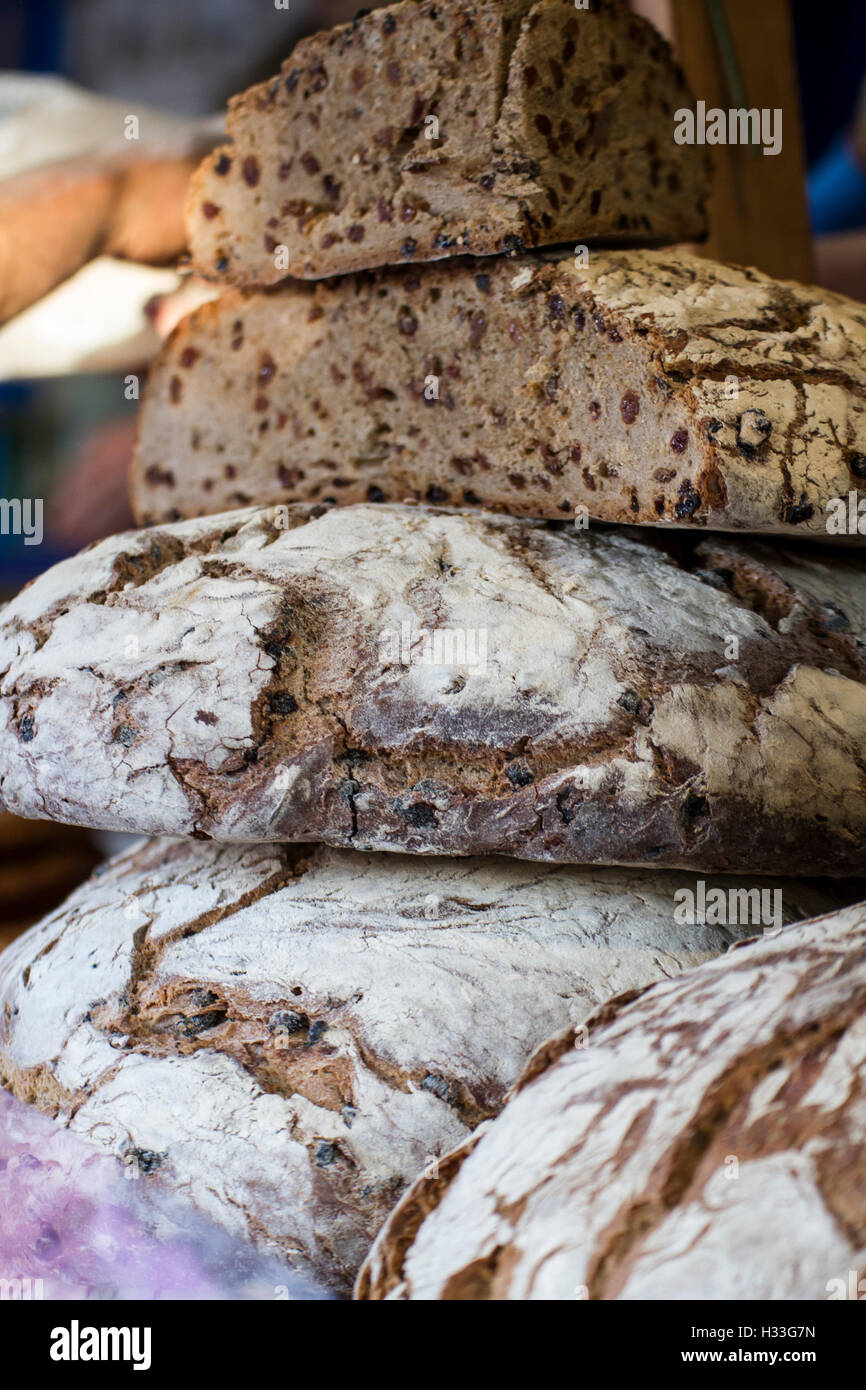artisan bread in ancient medieval fair, Spain Stock Photo - Alamy