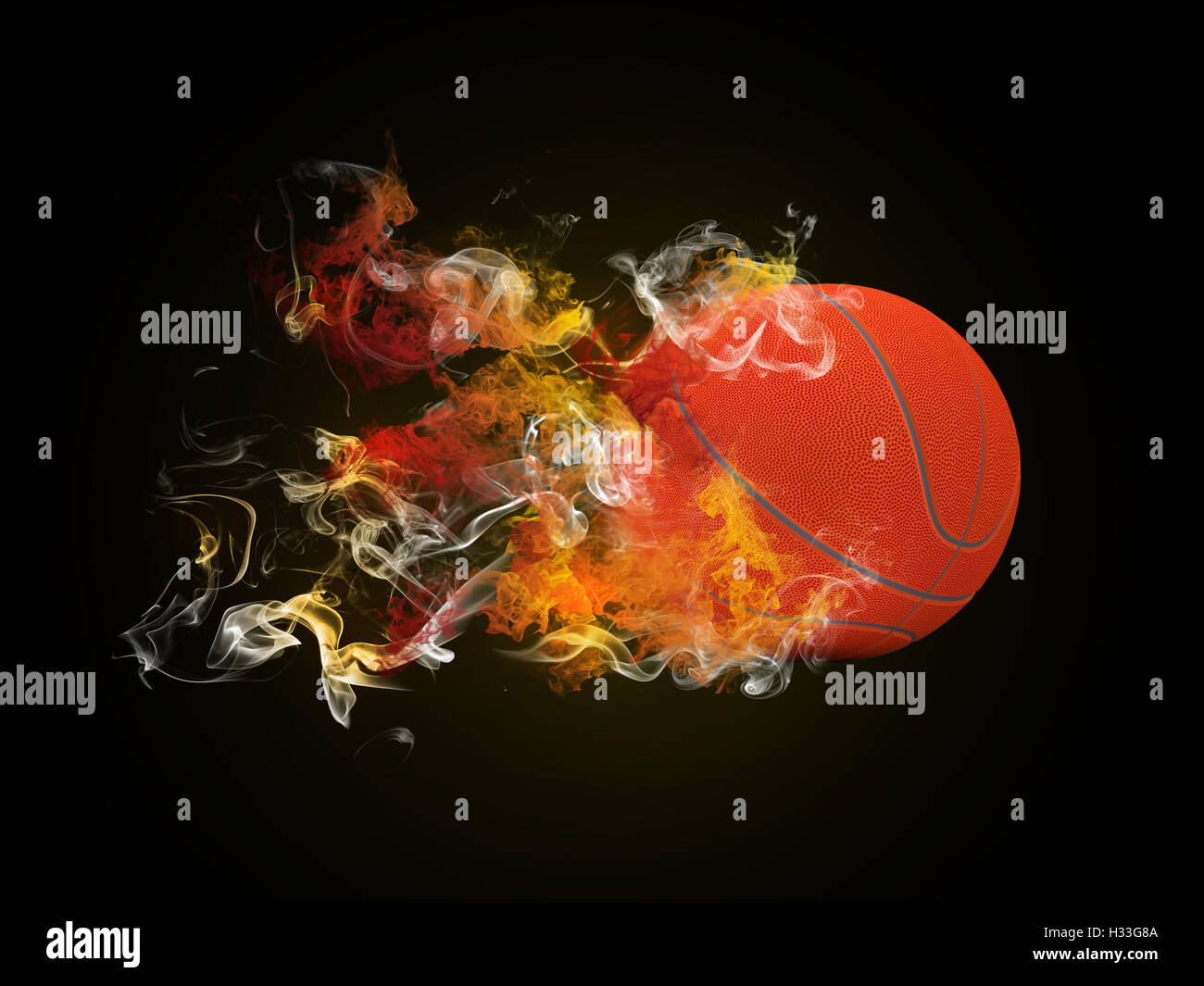 Basketball in the colored smoke Stock Photo - Alamy