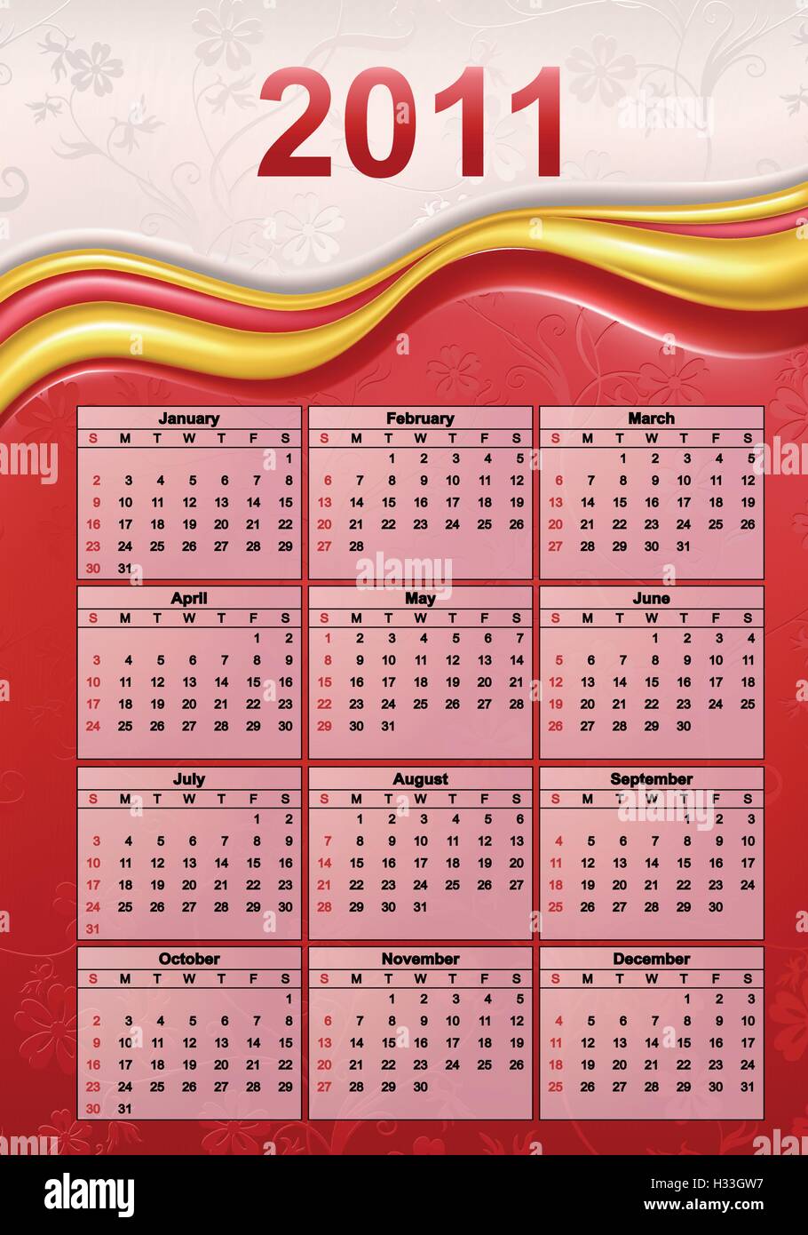 Calendar for Year 2011 Stock Vector Image & Art - Alamy
